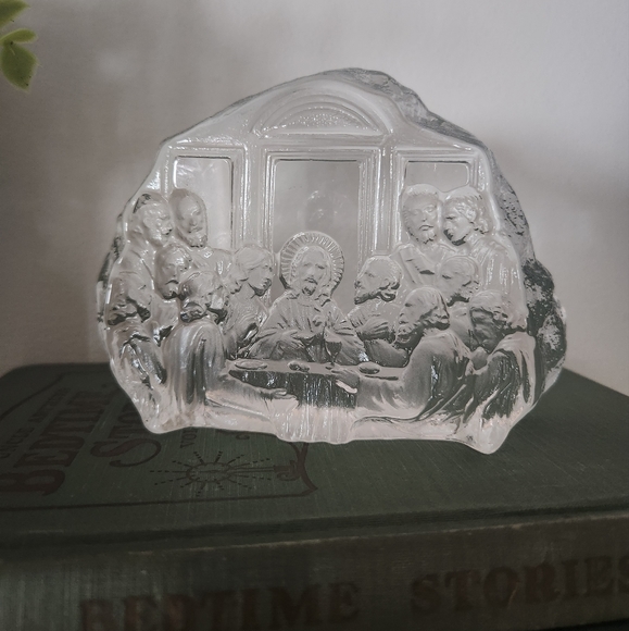 None | Accents | Vintage The Last Supper Crystal Glass 3 Art Sculpture ...